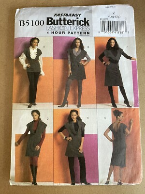 Butterick Pattern B 5100 Fast & Easy 1 Hour Wardrobe Women's Large X ...