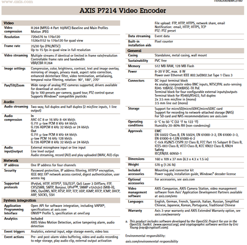 Axis P7214 4-Channel Video Encoder for sale online | eBay