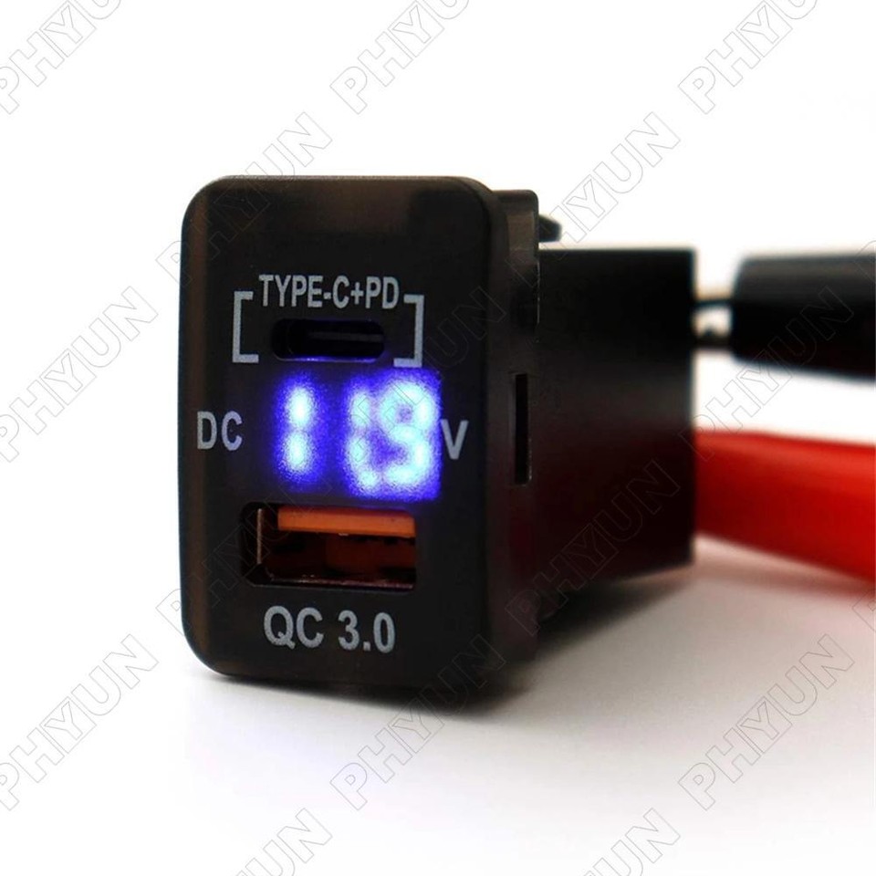 Car Type-C+PD QC3.0 Charger Adapter Dashboard Socket Voltmeter for ...