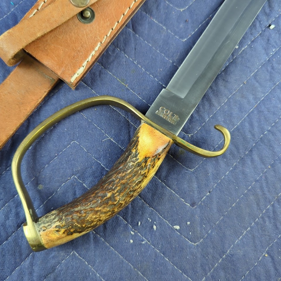 Colt CT832 GUARDIAN SABER D-Guard Sword Knife Steel Blade/Stag Handle w ...