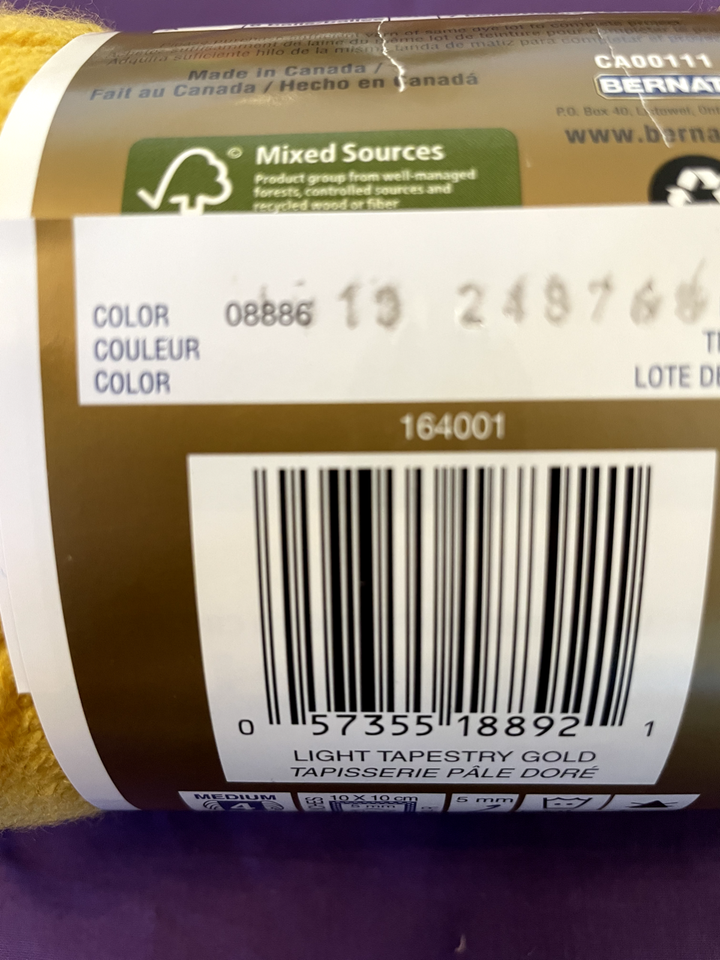 Bernat - Berella 4 worsted weight Acrylic yarn color 8886 Light ...