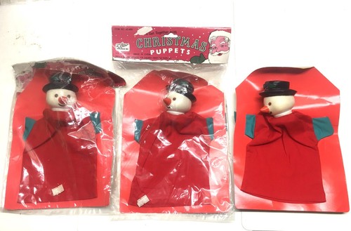 BRAND NEW CHRISTMAS HAND PUPPETS SET OF 3 Snowman w/black hat, Fast ...