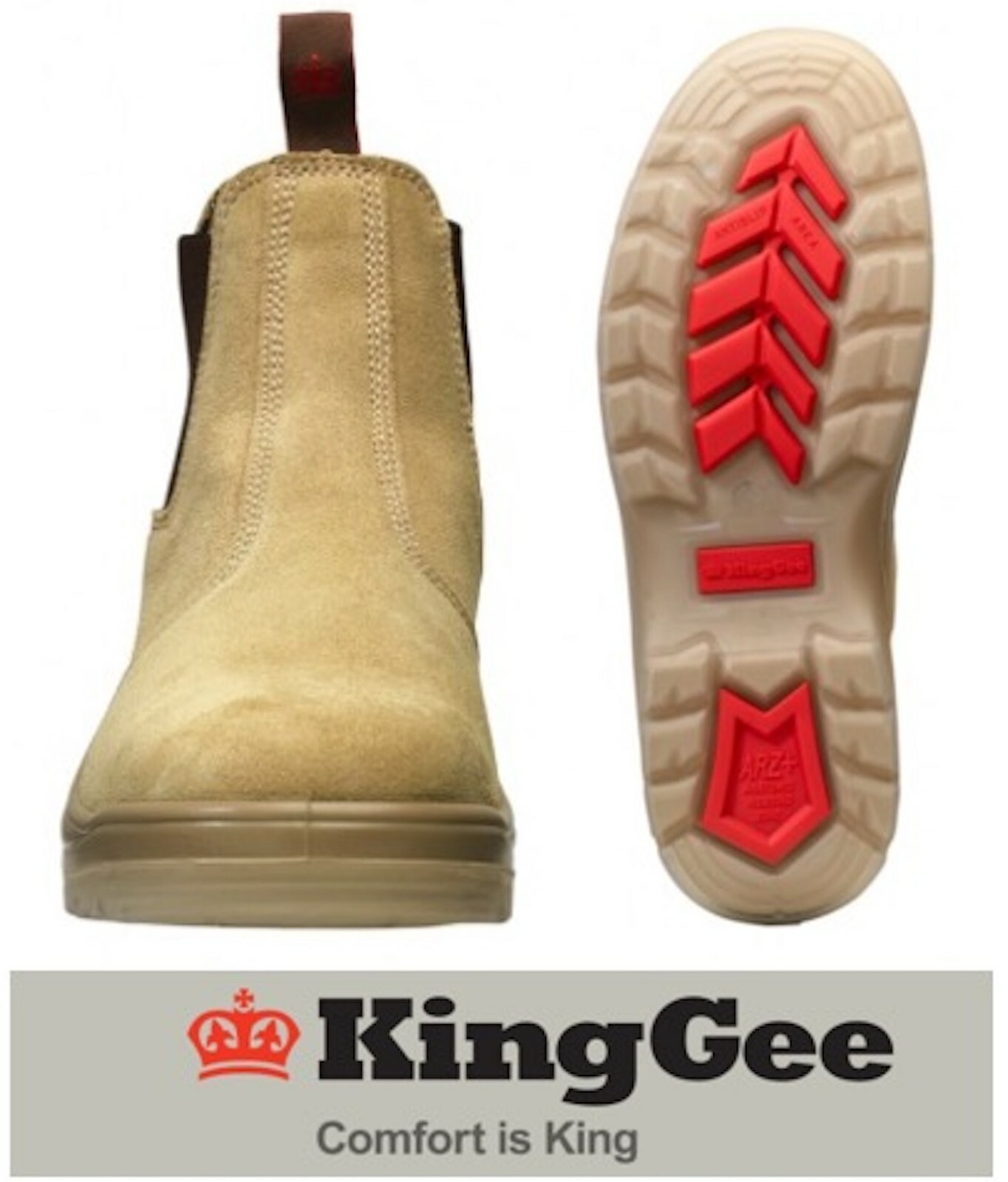KING GEE - MENS 'FLINDERS' SUEDE PULL ON STEEL CAP NON-SLIP WORK BOOT ...
