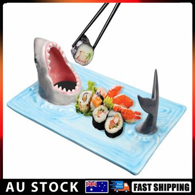 Sushi Serving Plate Ceramic Sushi Plate Shark Shape Porcelain Sushi ...