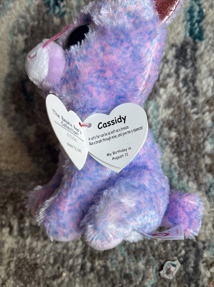 Ty Beanie Boos CASSIDY the 6" Purple Cat Stuffed Animal Toy Plush MWMTs ...