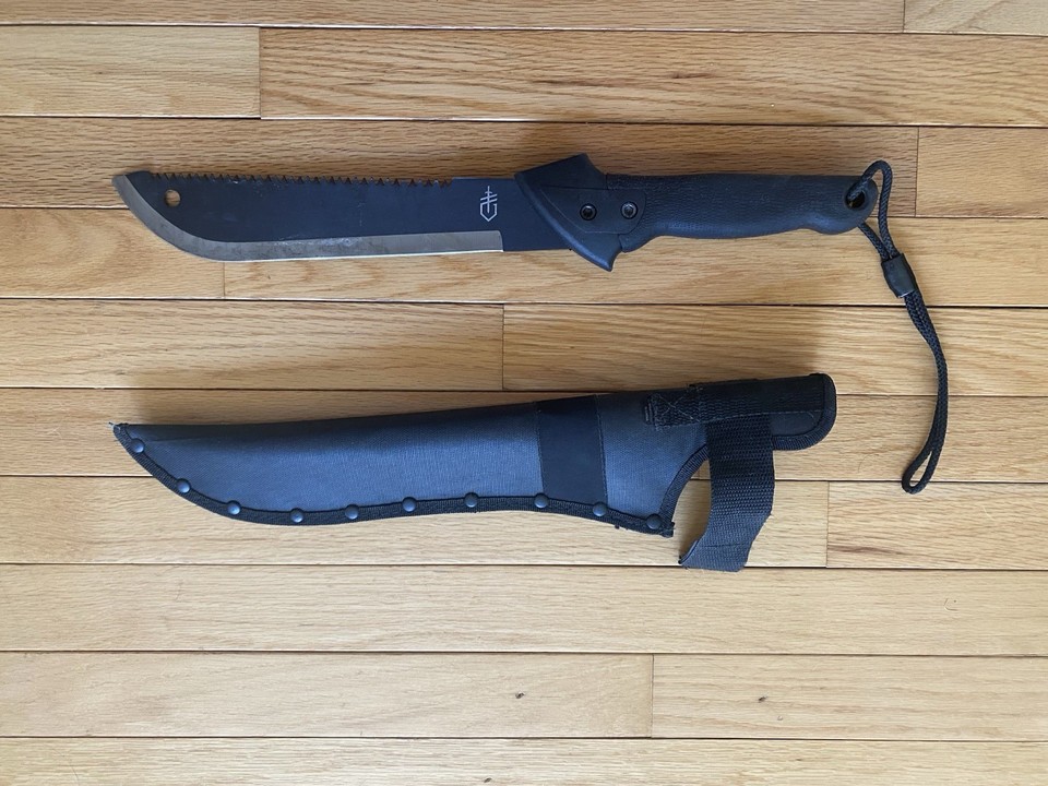 Gerber Machete Sawback Plastic Handle w/ Sheath | eBay
