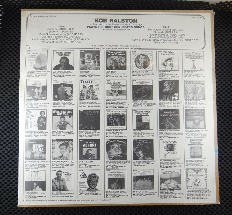 Bob Ralston Plays His Most Requested Songs (RCA ‎– ANL1-1598) | eBay