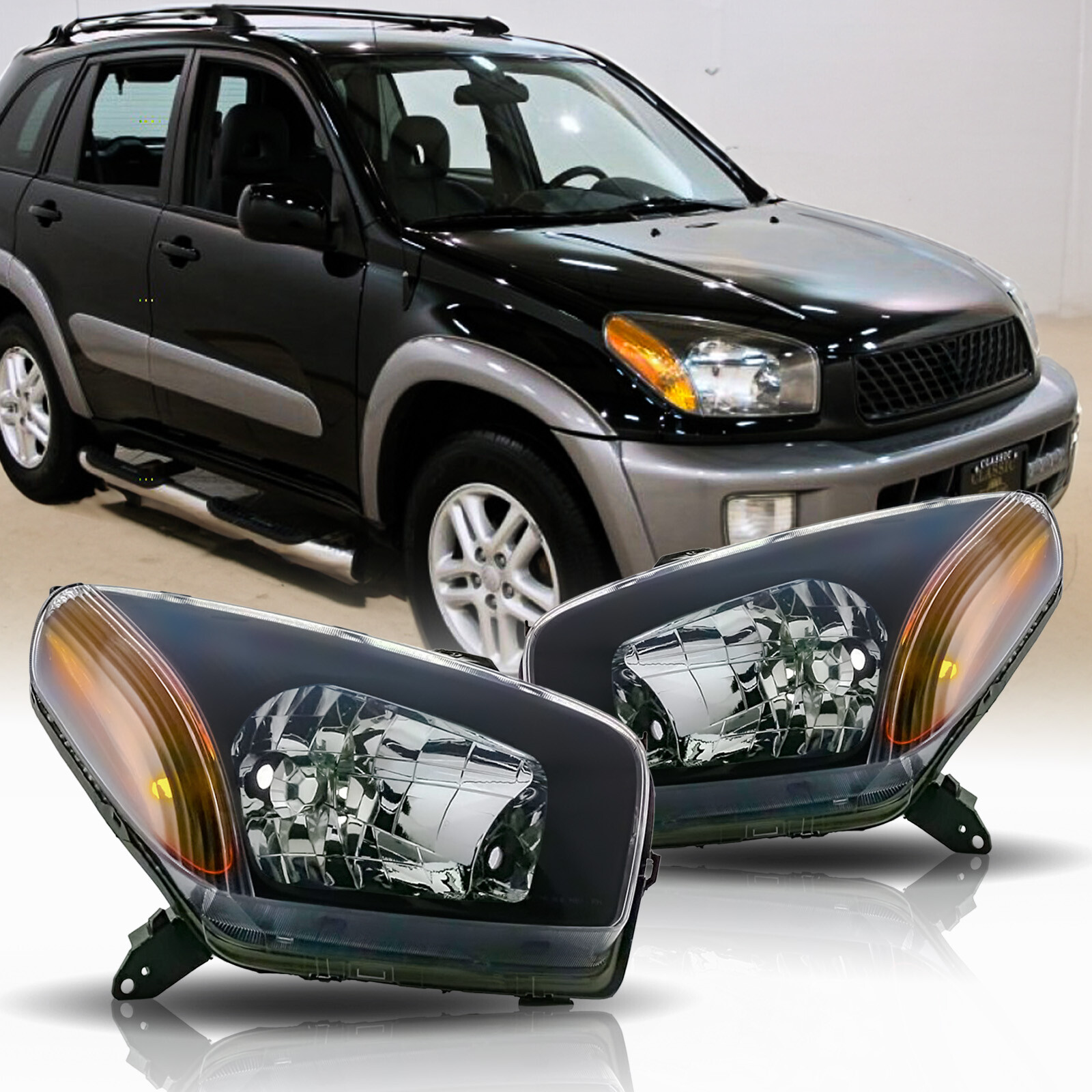 Fit For 2001 2002 2003 Toyota RAV4 RAV-4 Black Edition Headlights ...