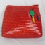Red Wicker Straw Purse Wood Leaf Accents 11" long 9" high 3" deep 17.5 ...