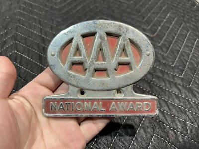 Vintage AAA National Award License Plate Topper Grille Badge Bumper ...