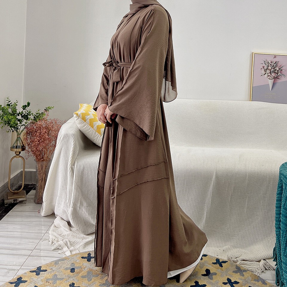 Kimono Open Abaya Muslim Women Maxi Dress Islamic Robe Kaftan Dubai ...