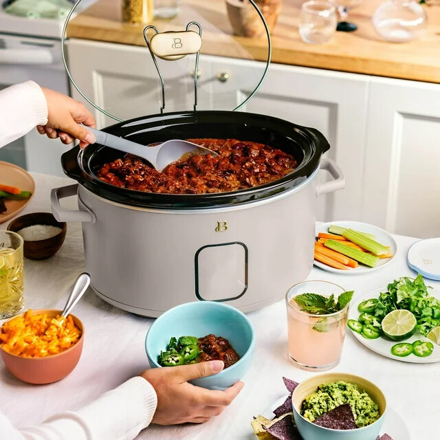 Beautiful 19459 6 Qt Programmable Slow Cooker, Porcini Taupe by Drew ...