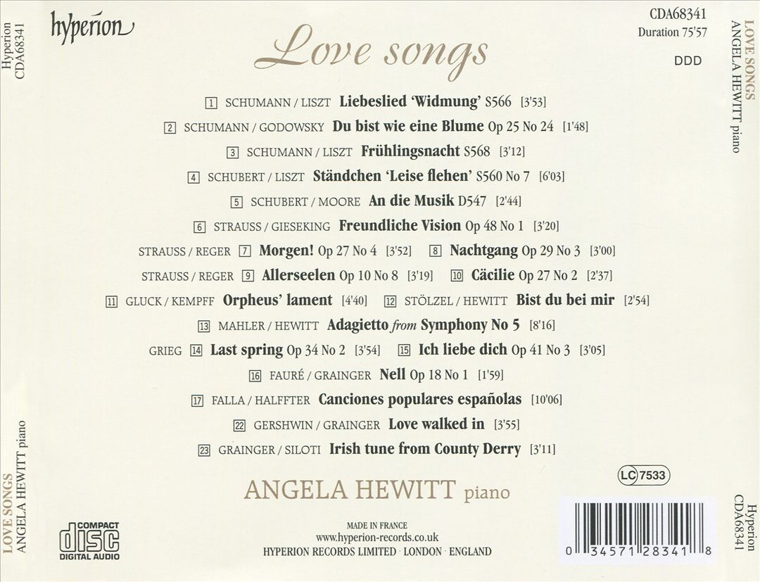 ANGELA HEWITT LOVE SONGS NEW CD 34571283418| eBay