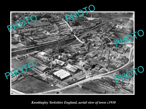 OLD 8x6 HISTORIC PHOTO OF KNOTTINGLEY ENGLAND AERIAL VIEW OF TOWN c1930 ...