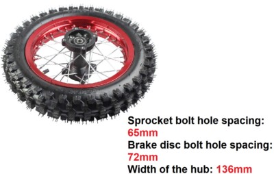 12" RED REAR WHEEL FOR 15mm Bearng DISC BRAKE DIRT PIT BIKE WM07R | eBay