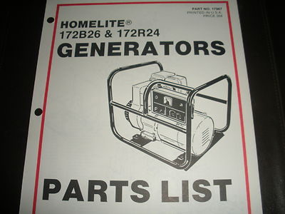 homelite generator model 172b26,172r24,illustrated manual,parts list | eBay