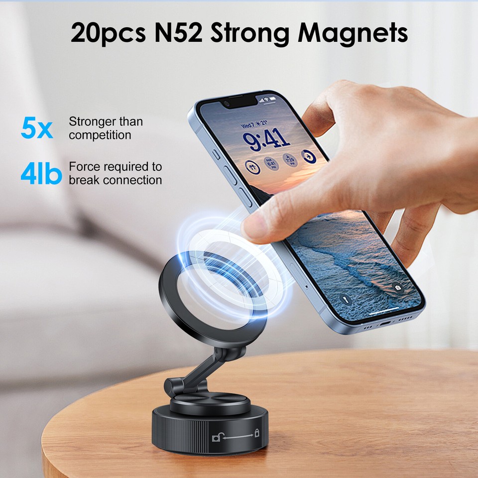 360° Adjustable Magnetic Vacuum Suction Cup Car Phone Holder Mount | eBay