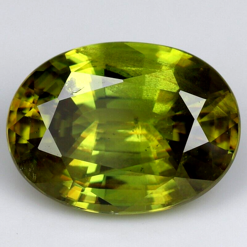 3.50 Cts 100% Luster Super Fine Quality Sphene Olive Green Color Oval ...