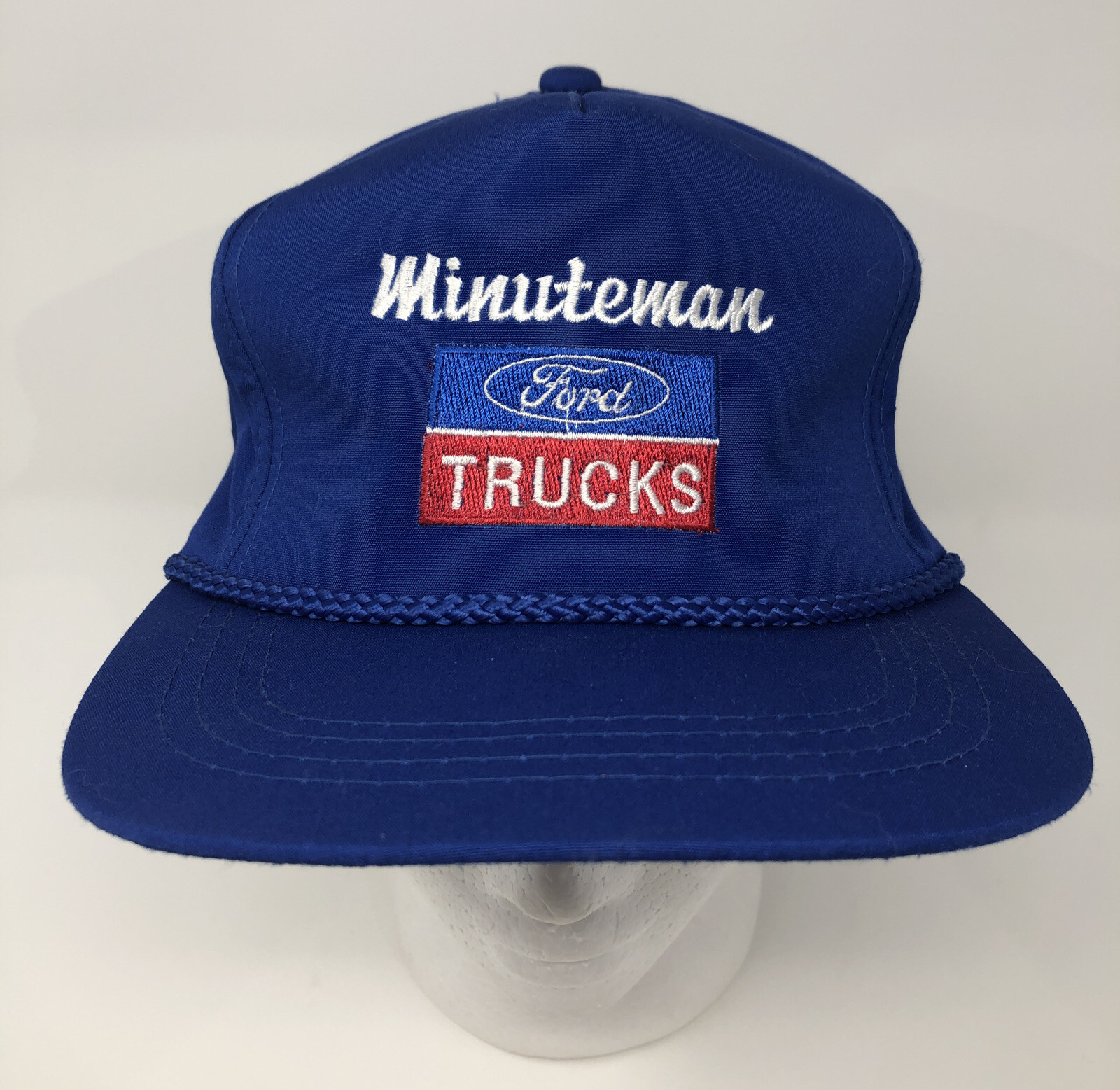 Minuteman Ford Trucks Embroidered Snapback Trucker Hat Blue EUC Walpole ...