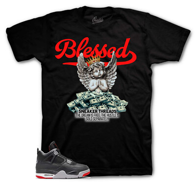 Shirt To Match Jordan 4 Bred Reimagined Shoes 4 - Blessed Angel Sneaker ...