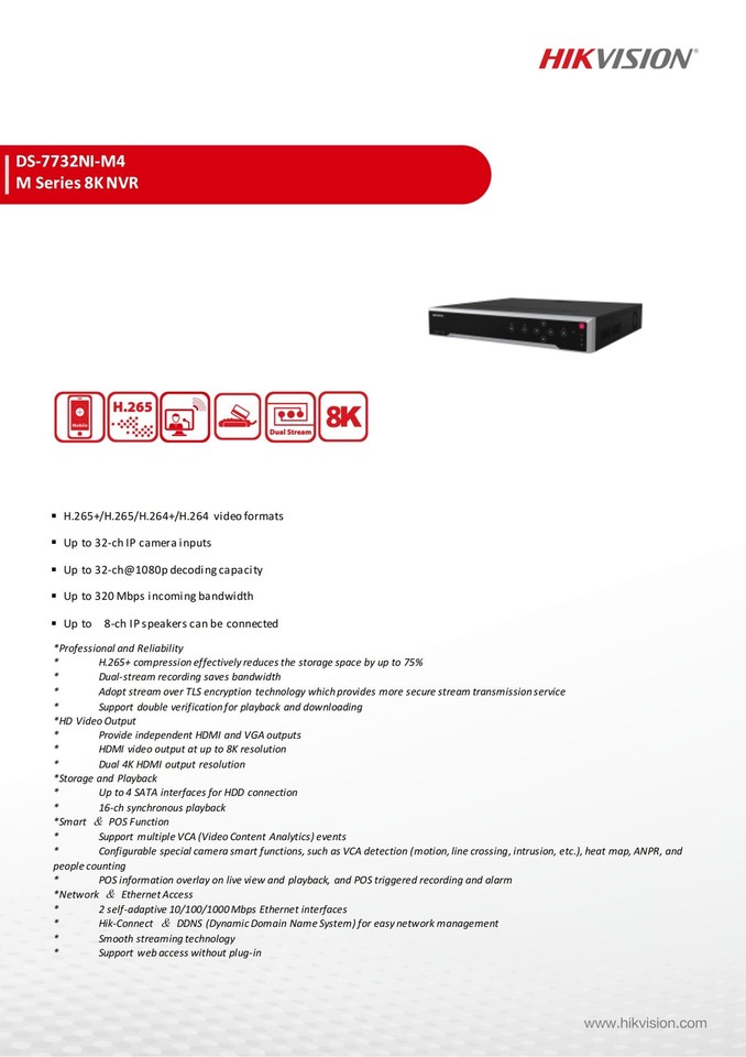 Hikvision DS-7732NI-M4 8K 32 Channel NVR Network Video Recorder System ...