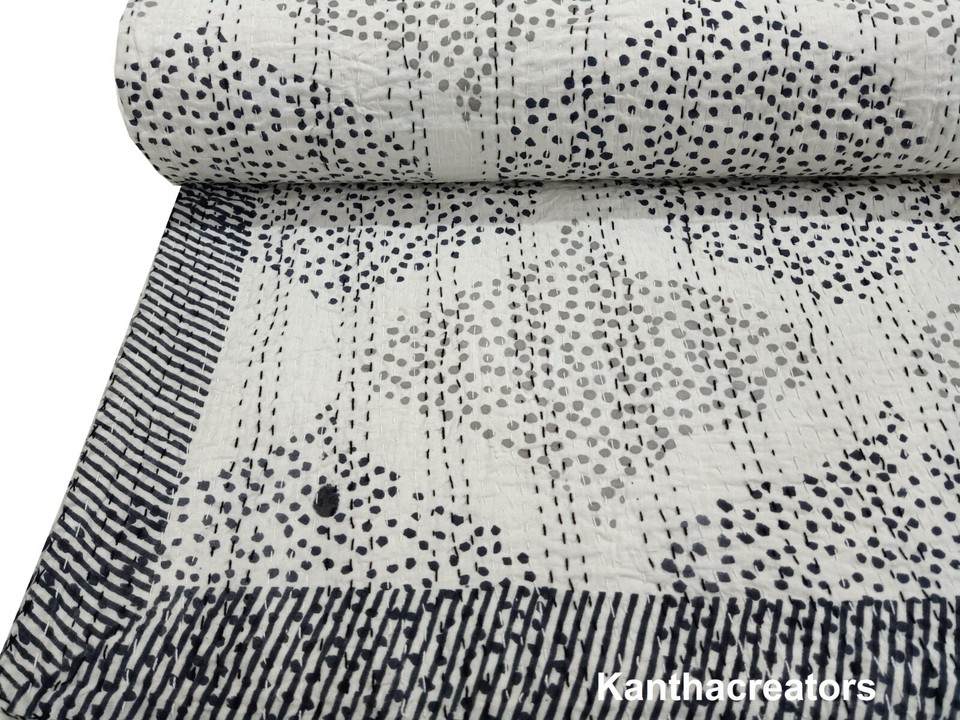 Indian Cotton Kantha Quilt Handmade Winter Rajai King Size Reversible ...