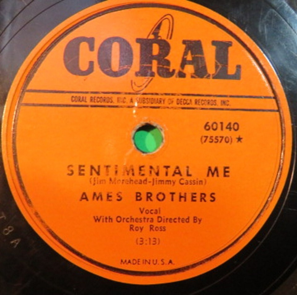 Ames Brothers, Rag Mop / Sentimental Me, 1950, 60140, 78 RPM, VG, 1980 ...