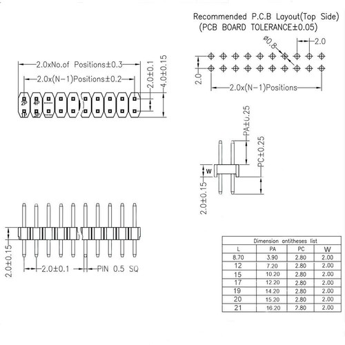 5Pcs Gold Plated 2mm 2.0mm Pitch 2x5 10 Pin Double Male Header Strip L ...