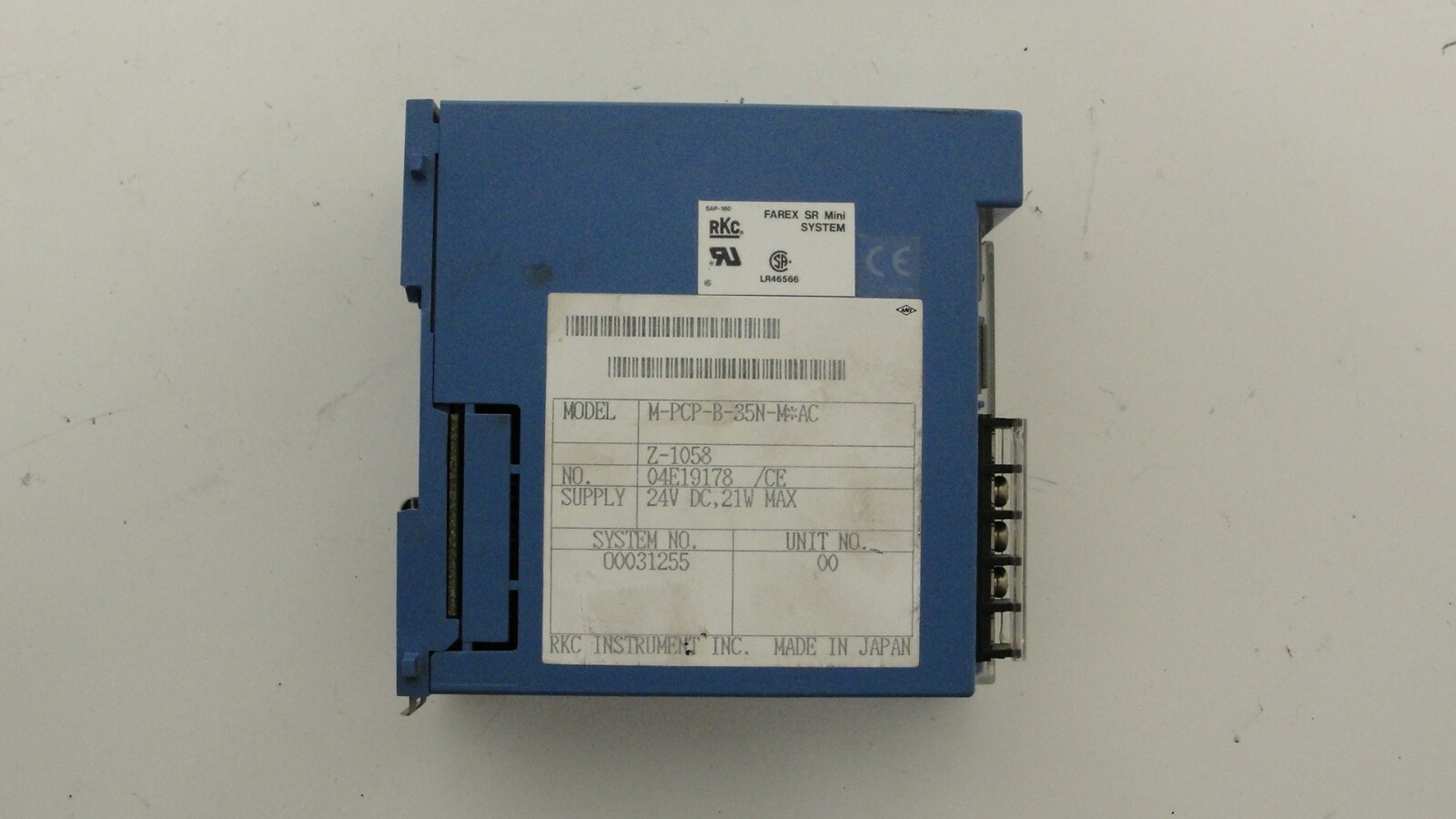 RKC Instruments M-PCP-B-35N-M*AC farex srm mini system power cpu module ...