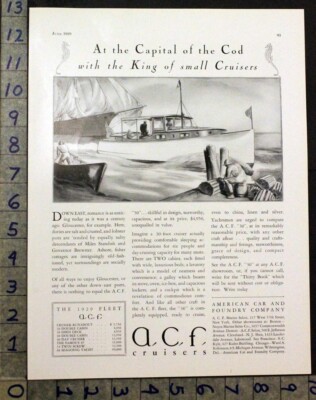 1929 AMERICAN CAR FOUNDRY MOTORBOAT CRUISER LOBSTER GLOUCESTER MARINE ...
