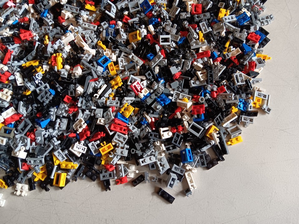 LEGO BULK LOT 3 LB + MODIFIED PLATES TILES BRICKS 1X1 1X2 CLIPS RINGS ...