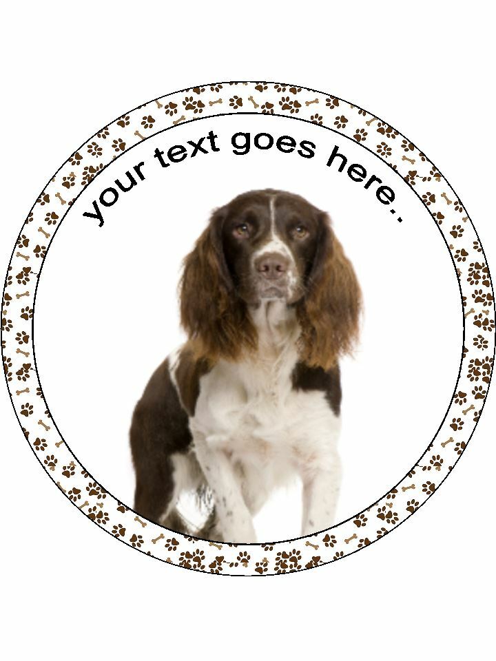 Springer spaniel dog personalised wafer or Icing edible Round Cake ...