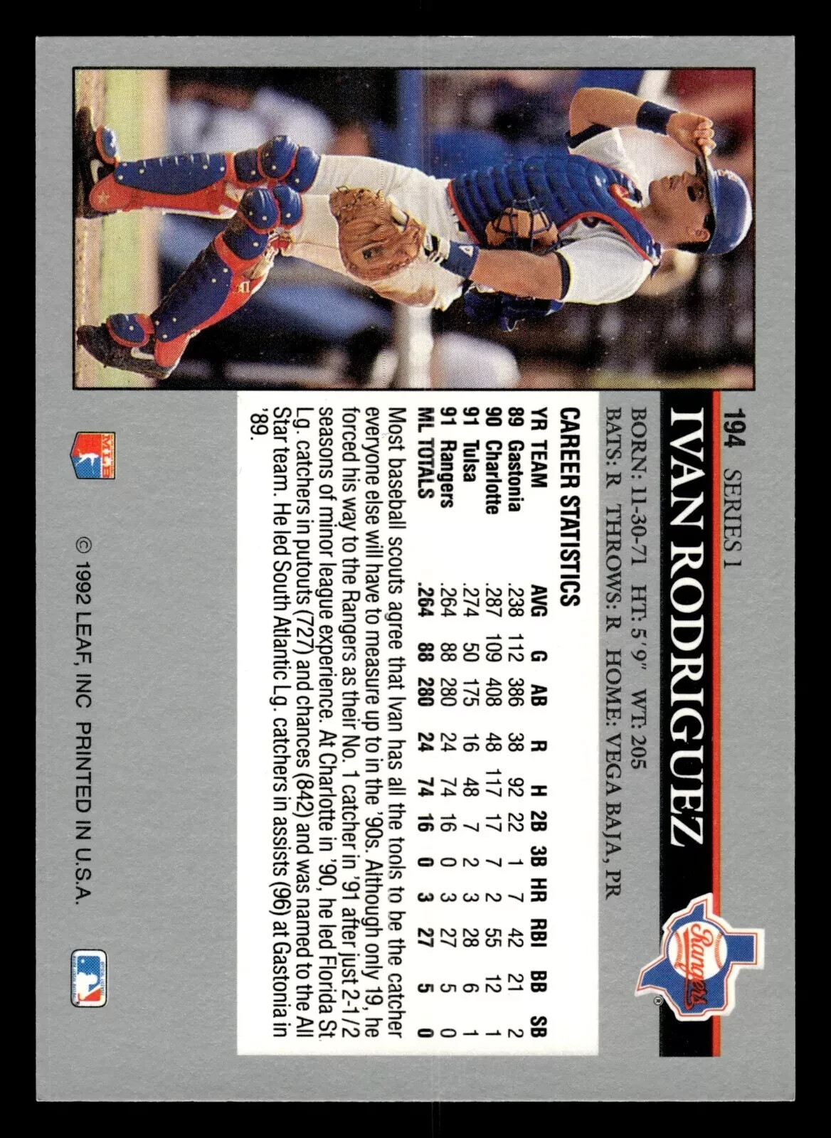 1992 Leaf - #194 Ivan Rodriguez for sale online | eBay