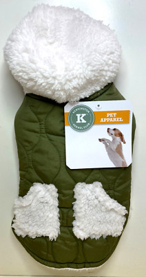 Kensington Kennel Club sherpa lined Dog Coat Jacket Olive X-Small (up ...