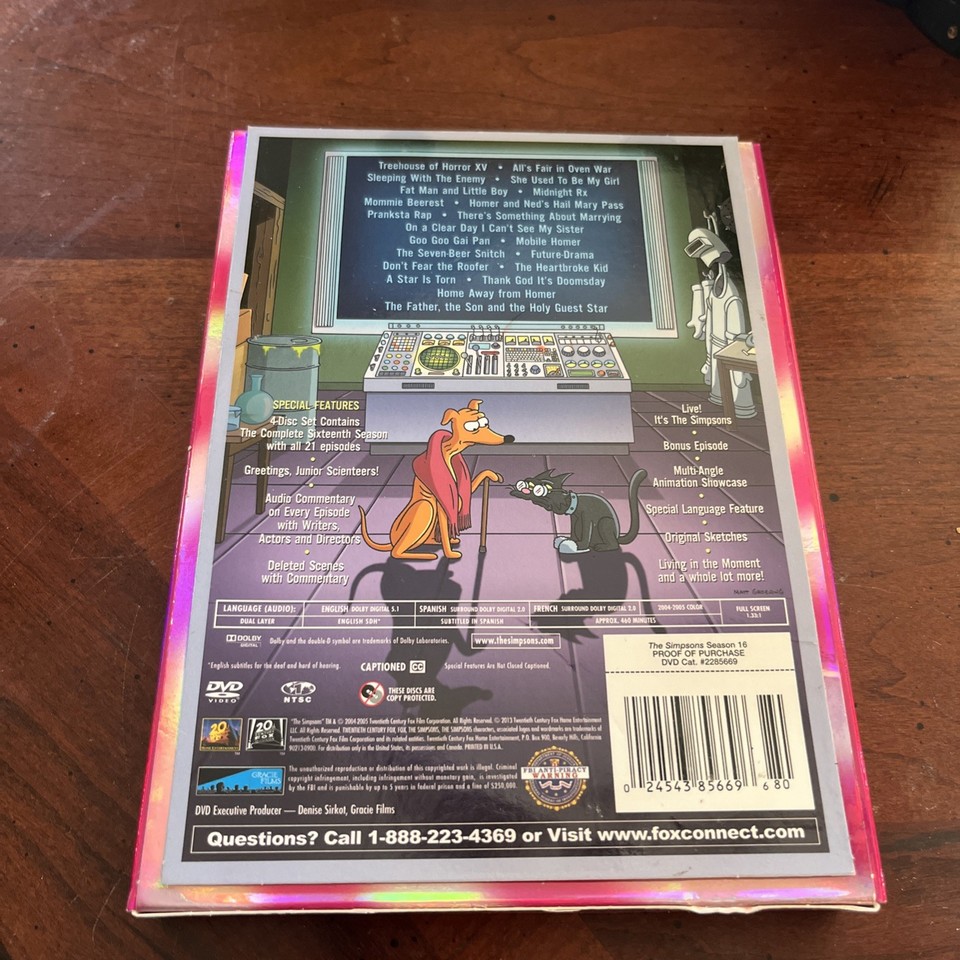 The Simpsons Sixteenth Season DVD (2004) with Slipcover Booklet ...