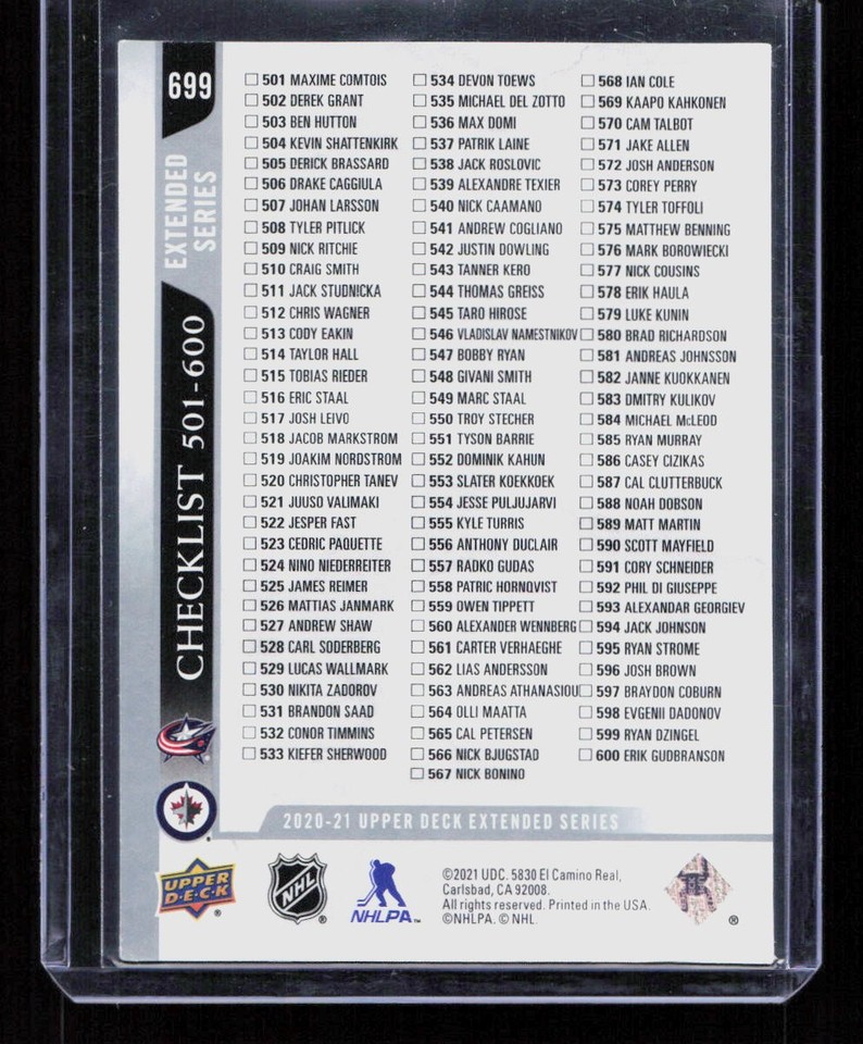 Patrik Laine / Pierre-Luc Dubois 2020-21 Upper Deck #699 Checklist | eBay