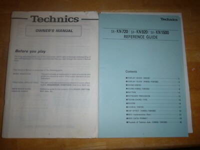 Owner's Manual ~ Technics Keyboard models KN720 / KN920 / KN1500 | eBay