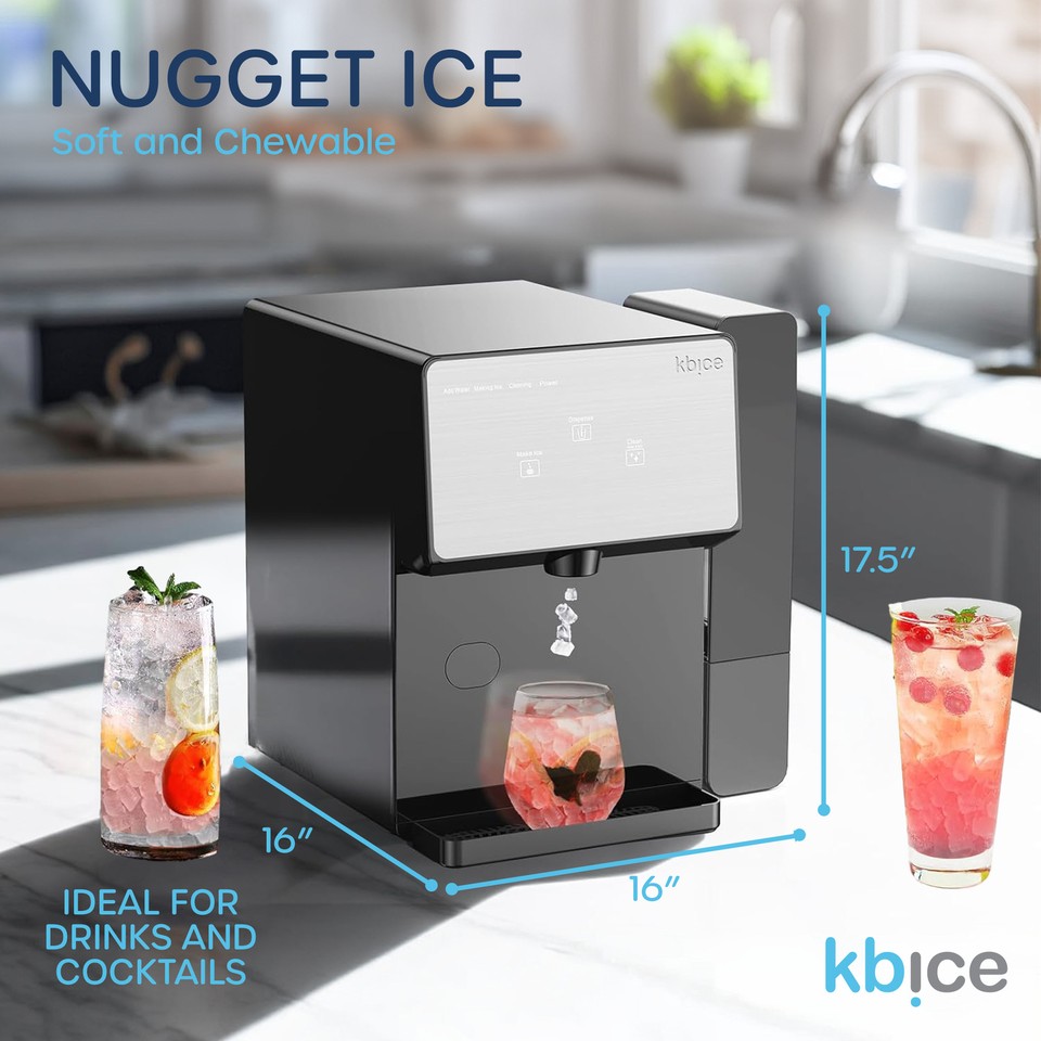 KBICE 3.0 Countertop Nugget Ice Maker with Soft Chewable Ice, 32lbs in ...
