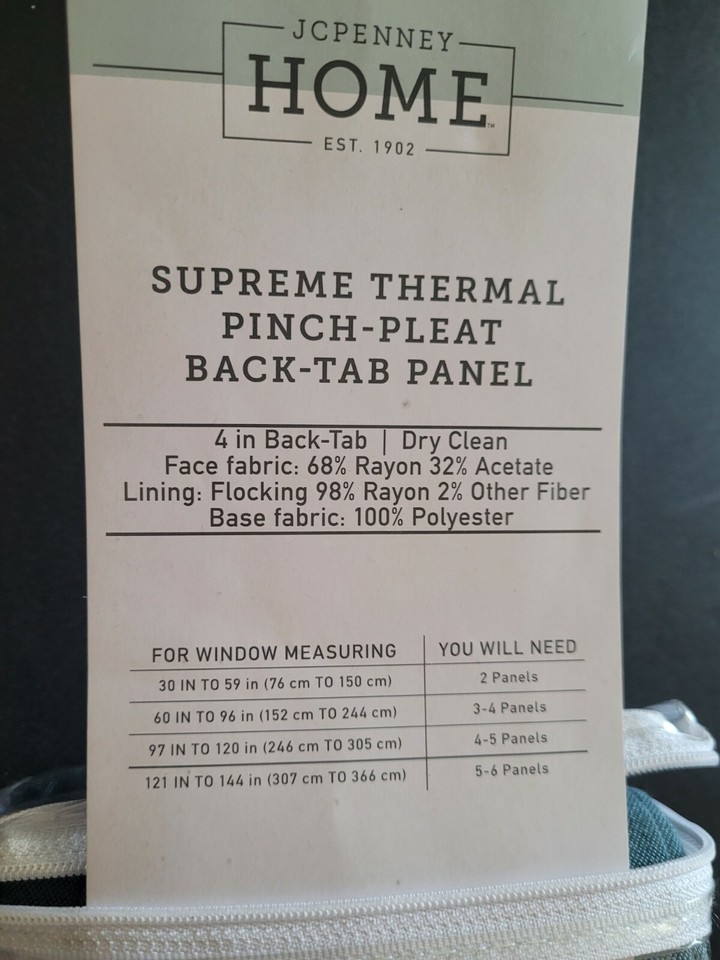 JC Penny Curtain Home Window Sgl. Panel Thermal Blue Spruce 25x63 ...