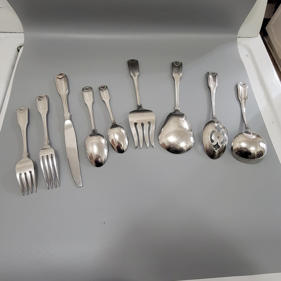 Oneida CLASSIC SHELL C Stainless Cube Flatware Silverware Glossy ...
