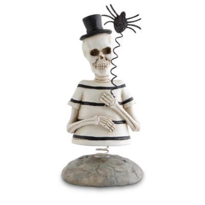 RESIN SKELETON MAN BOBBLE HEAD W/GLITTERED SPIDER 2 Options | eBay