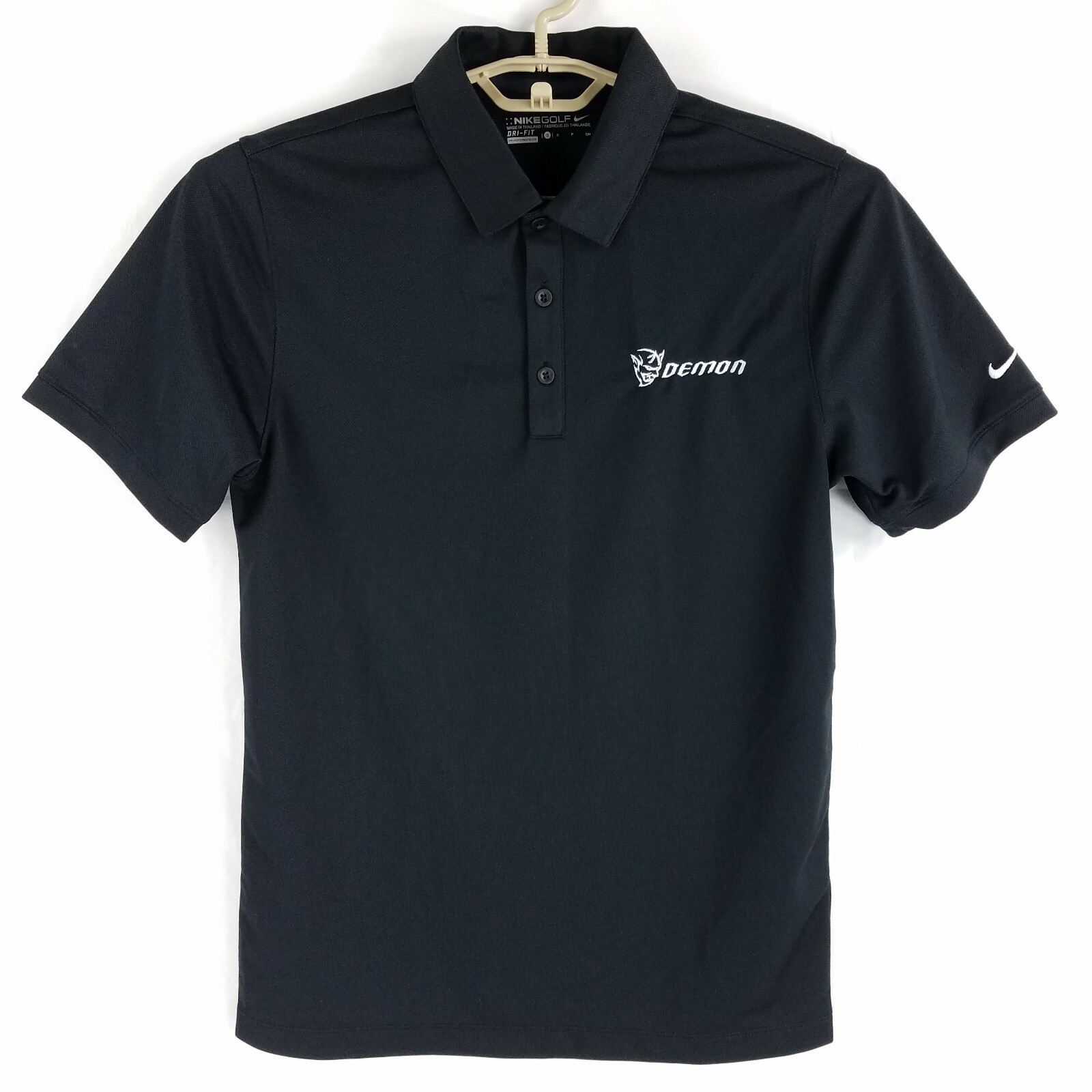 Nike Golf Demon Devil Head Solid Black Polyester Polo… - Gem
