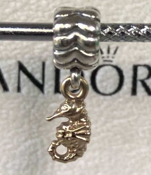 PANDORA Retired 14K Gold Seahorse Nautical Dangle Charm - 790518 | eBay