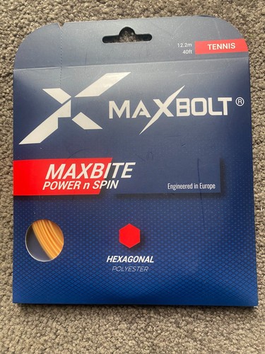 New Maxbolt Maxbite 17 Gauge Hexagonal Tennis string 12.2M Set Power ...