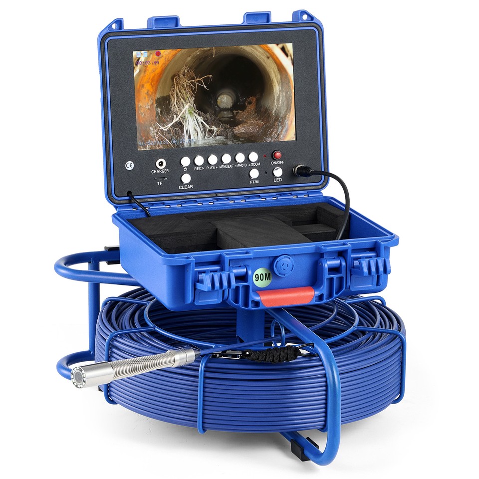9" Self-Leveling Sewer Camera w 512Hz Locator 295ft/90m Meter Counter ...