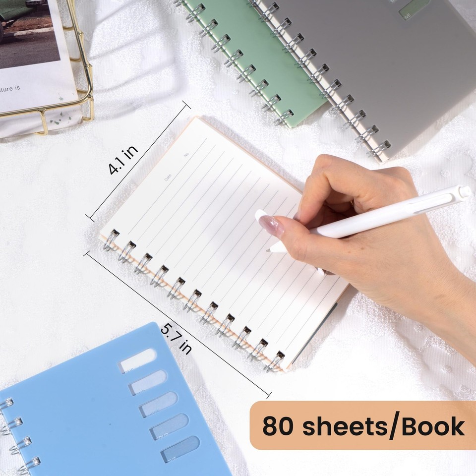 4 PCS Small Notebook, A6 Mini Notebooks College Ruled Cute Spiral ...