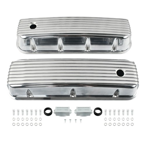Polished Aluminum Tall Finned Valve Covers For BBC Big Block Chevy 396 ...