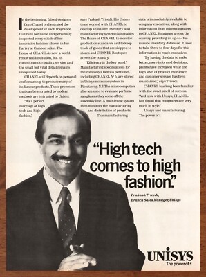 1987 Unisys Vintage Print Ad/Poster Chanel Fashion Business 80s Pop ...