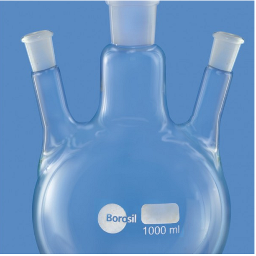 Borosilicate Flask With Round Bottom, Three Neck - Centre Neck And Two ...