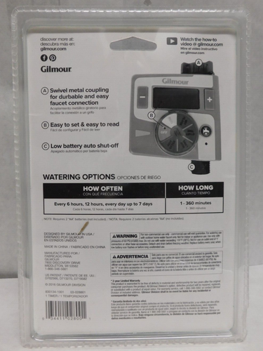 Gilmour Single Outlet Electronic Water Timer for sale online | eBay